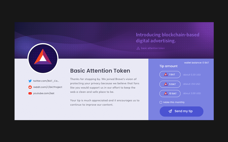 New BAT Tipping Banner for Brave Creators, Available with Today’s ...