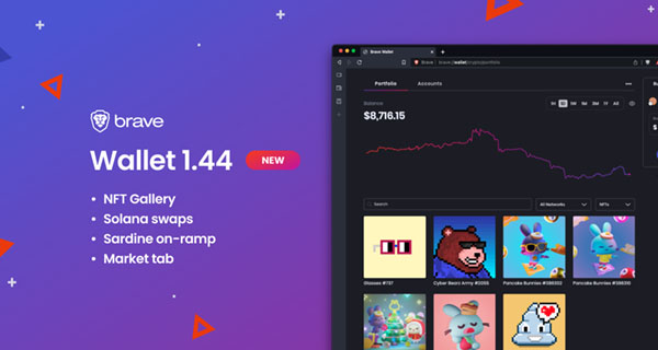 BraveはNFTギャラリー、マーケットタブ、Solanaスワップと新しいフィアット・オンランプをBraveウォレットに追加しました | Brave